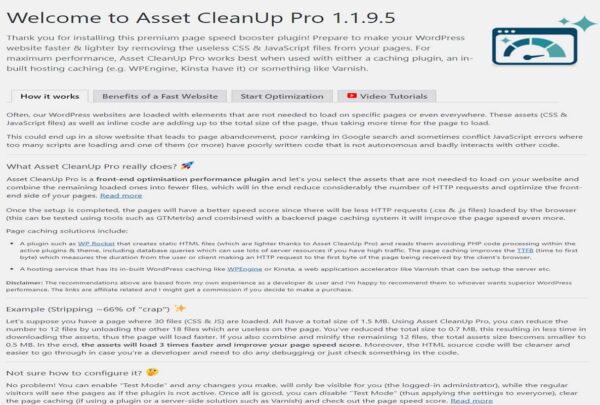 Tutorial Asset CleanUP Pro Page Speed Booster